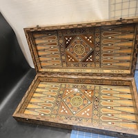 Lebanese Handmade Backgammon Chess Set: Vintage Design, Personalizable ...
