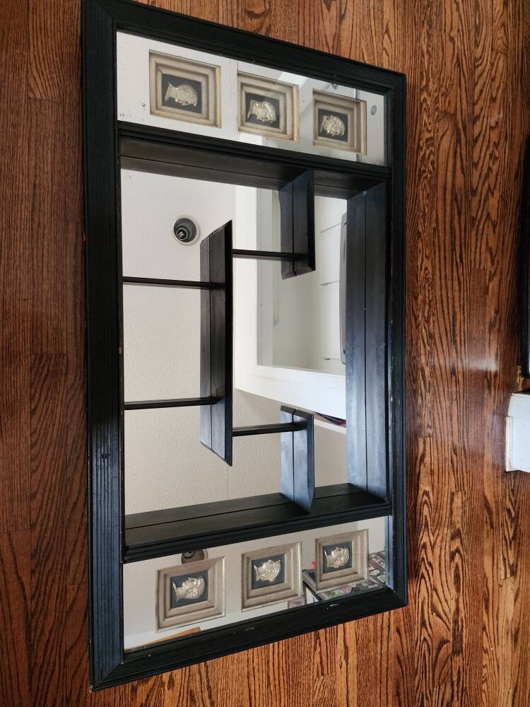 Vintage Mirror Shadow Box Wall Shelf Black Silver Roma Emperors - Etsy