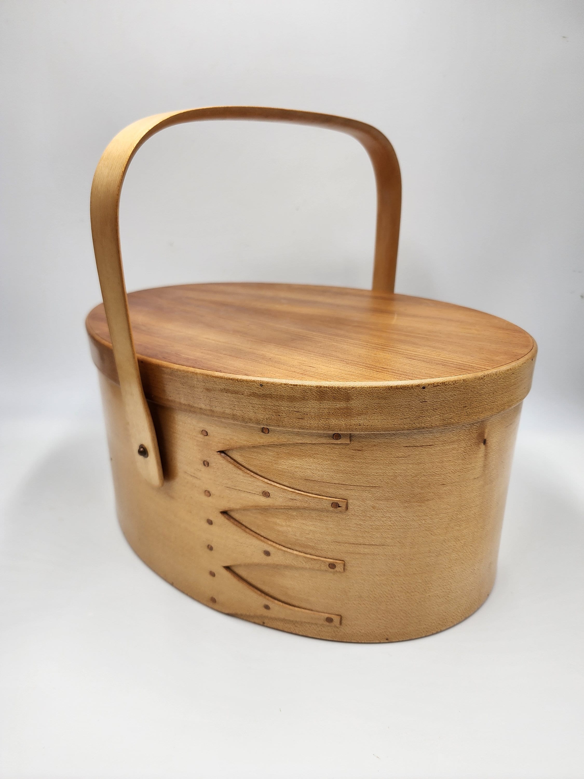 Antique American Colonial Shaker Sewing Box 13x9.75 Oval 6.75 Tall ...