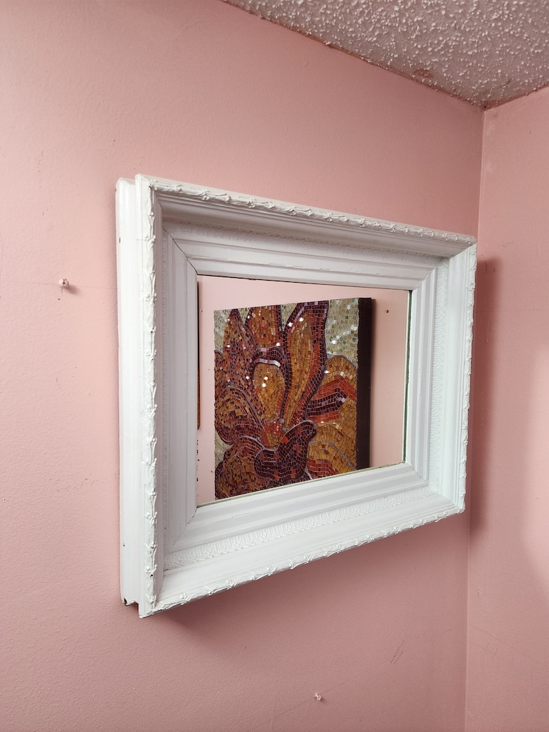 Antique Museum Frame Mirror Wood Painted White 23x19.5x3 Picture Frames ...