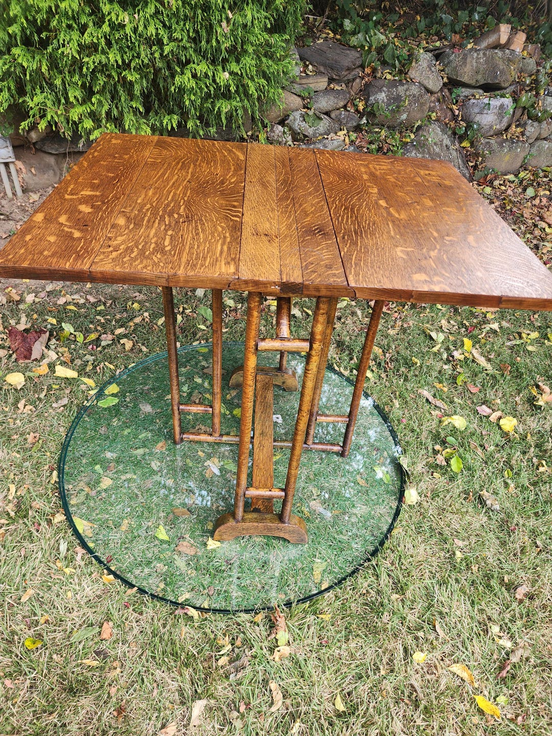 Antique Tiger Oak Drop Leaf Gate Legs Dining Table Card Table Top 31x ...