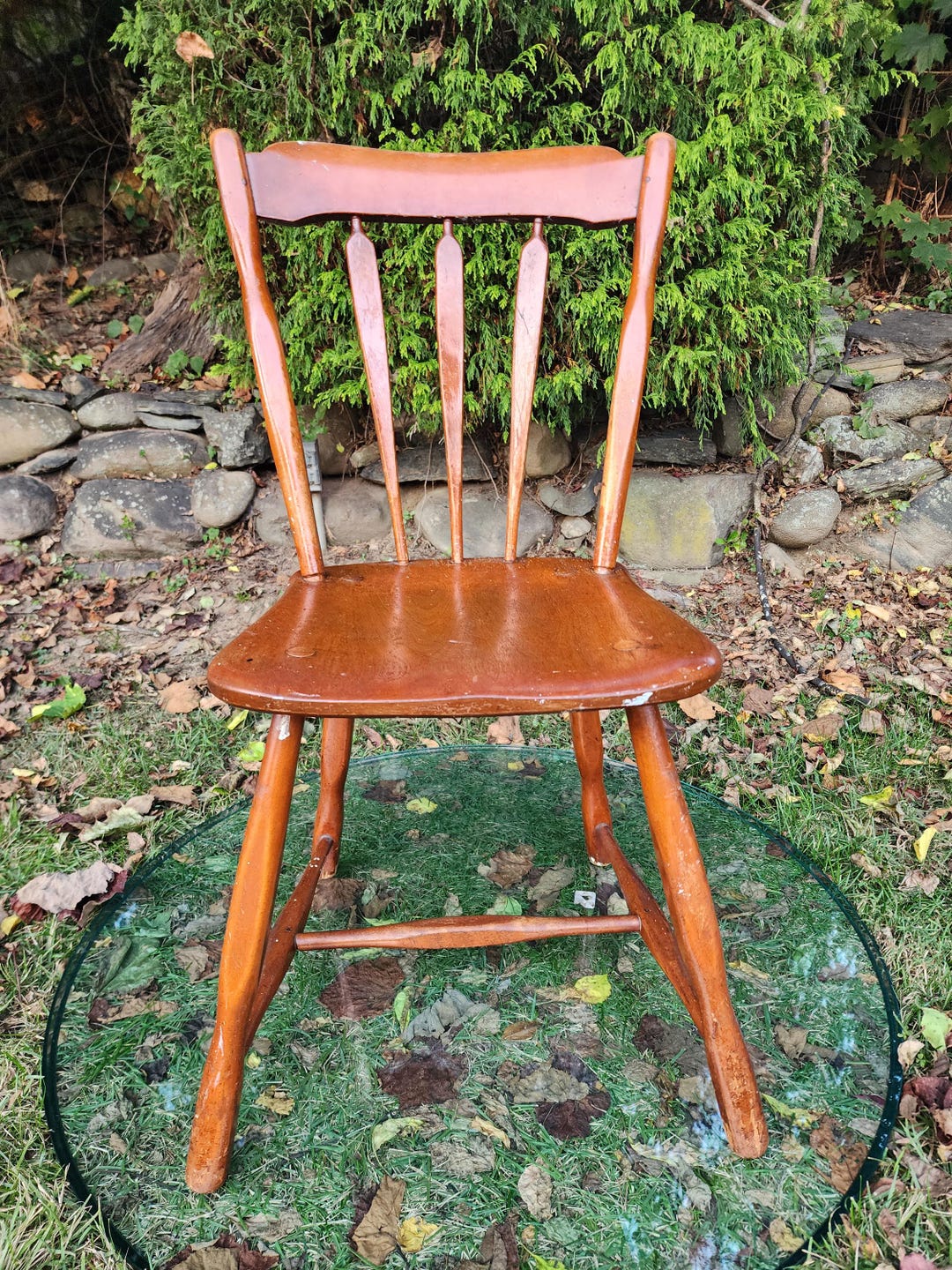 Antique American Arrow Back Chair Dinning Side Pined Top Rail and ...