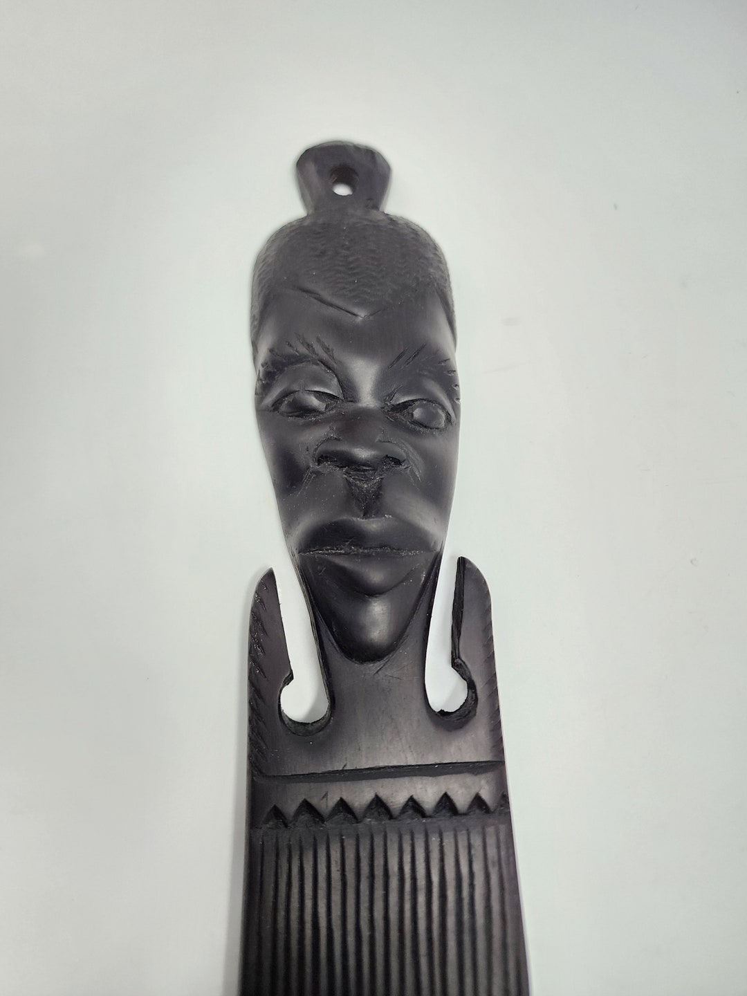 Vintage African Ebony Wood Sculpture Machete Figure Carvings 25"tall 2. ...