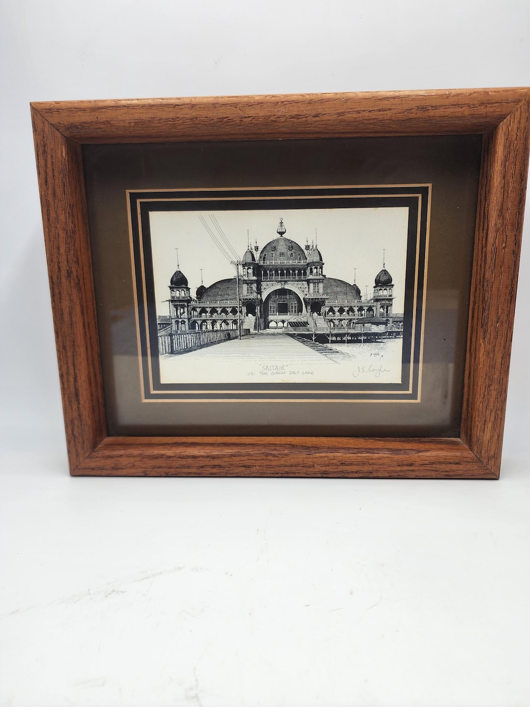 James Edward Coyle Etching Saltair on the Great Salt Lake Pencil Signed ...