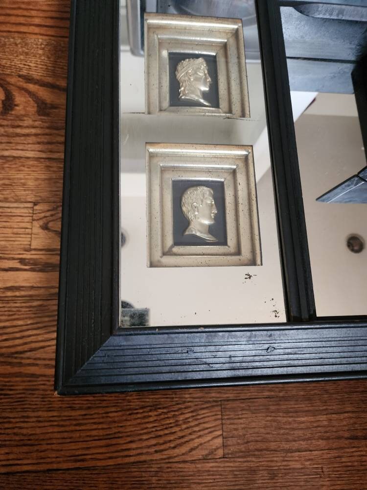 Vintage Mirror Shadow Box Wall Shelf Black Silver Roma Emperors - Etsy