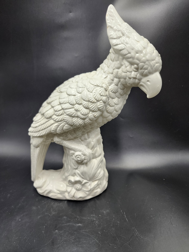 Vintage Cockatoo Bird Figurine Sculpture 14"hx8"d X 5"w Cream Ceramic ...