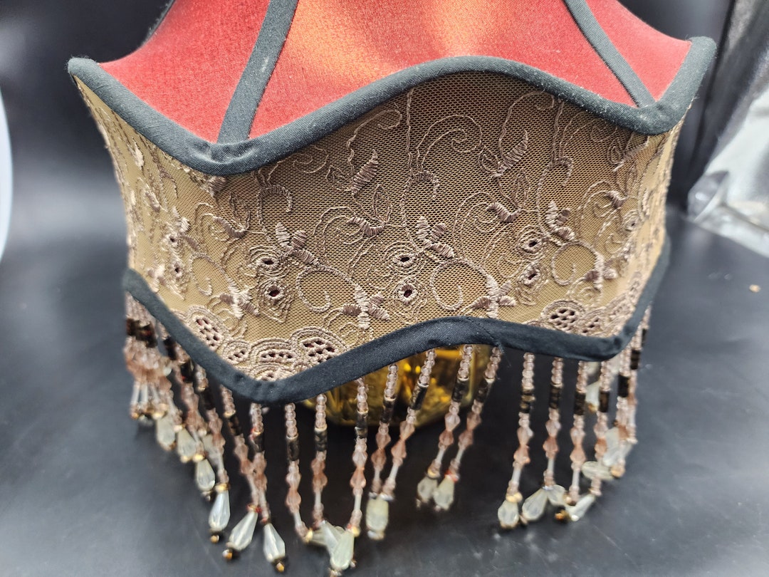 Vintage Dale Tiffany Lamp Shade Red 12"diameter 11" Tall Additional 4in Fringe - Etsy