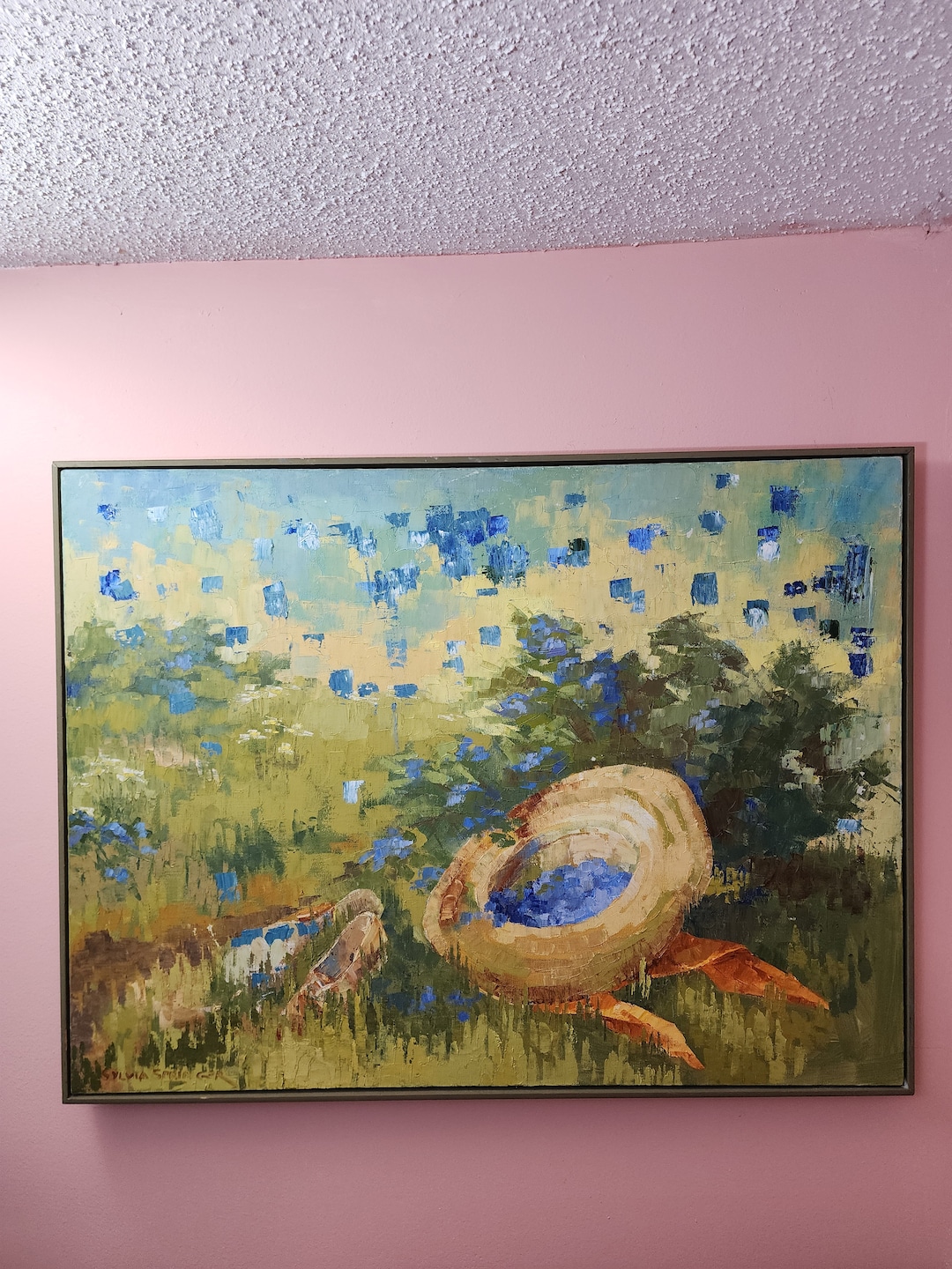 Vintage Signed Framed Painting by Sylvia Springer Floral Acrylic on ...