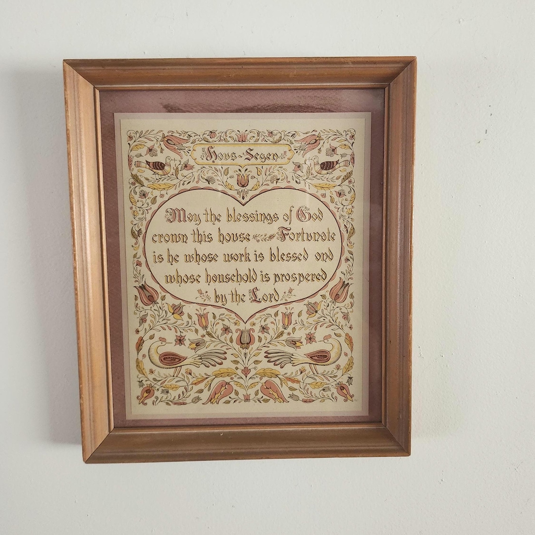 Vintage Art Print Pennsylvania Dutch Fraktur Replica House Blessing ...