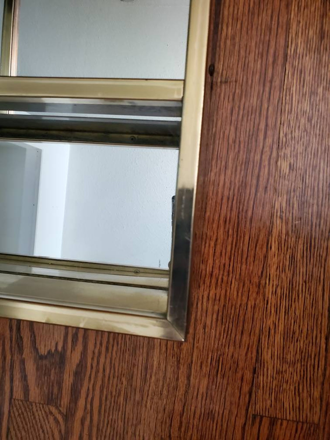 Vintage Mid Century Modern Mirror Shadow Box Brass Tone Finish | Etsy