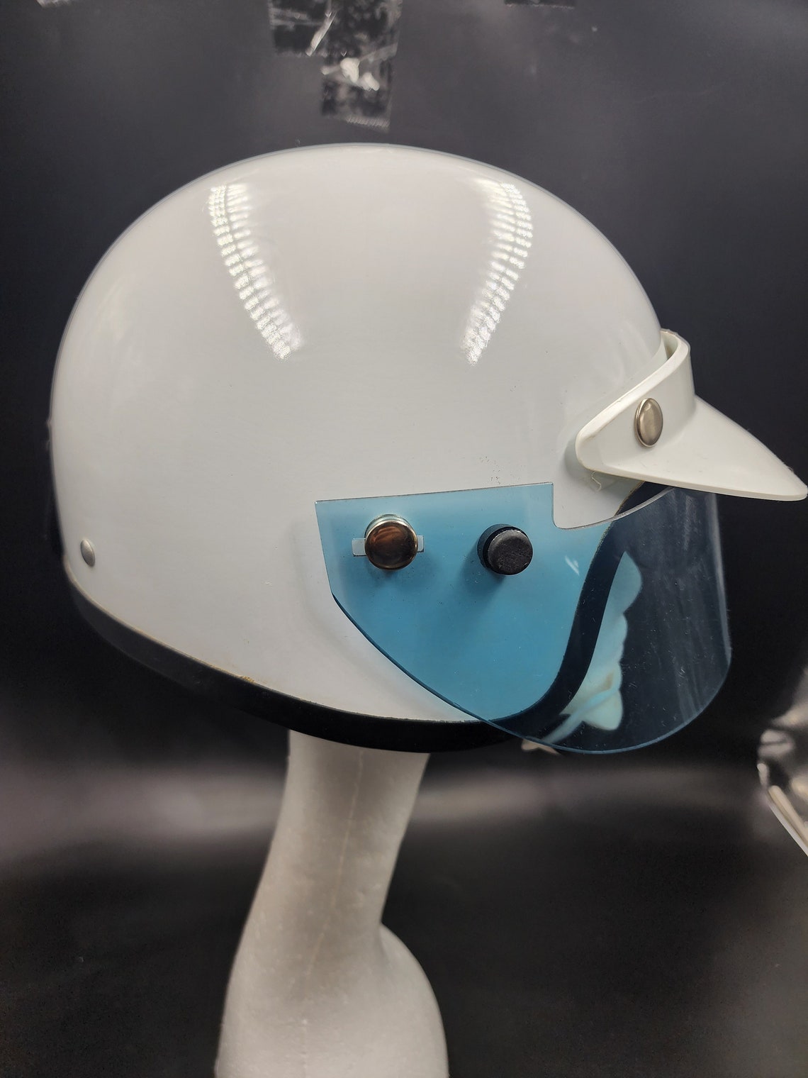 Vintage Nesco Comet Deluxe Half Helmet Motorcycle Helmet Visor White ...