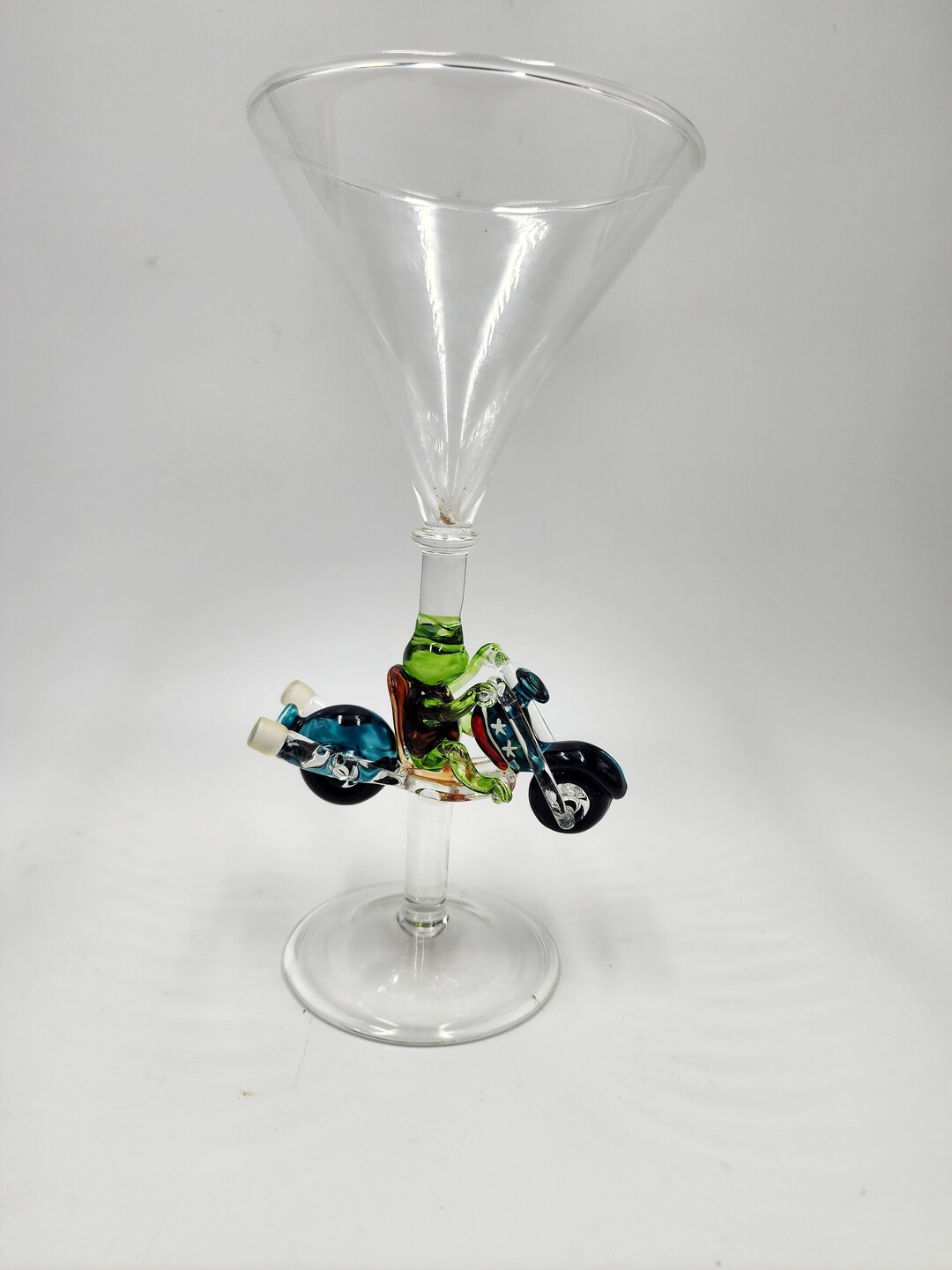 Yurana Martin Glass Biker Frog Art Glass 8.5 Tall 4 Diameter Base 3 - Etsy
