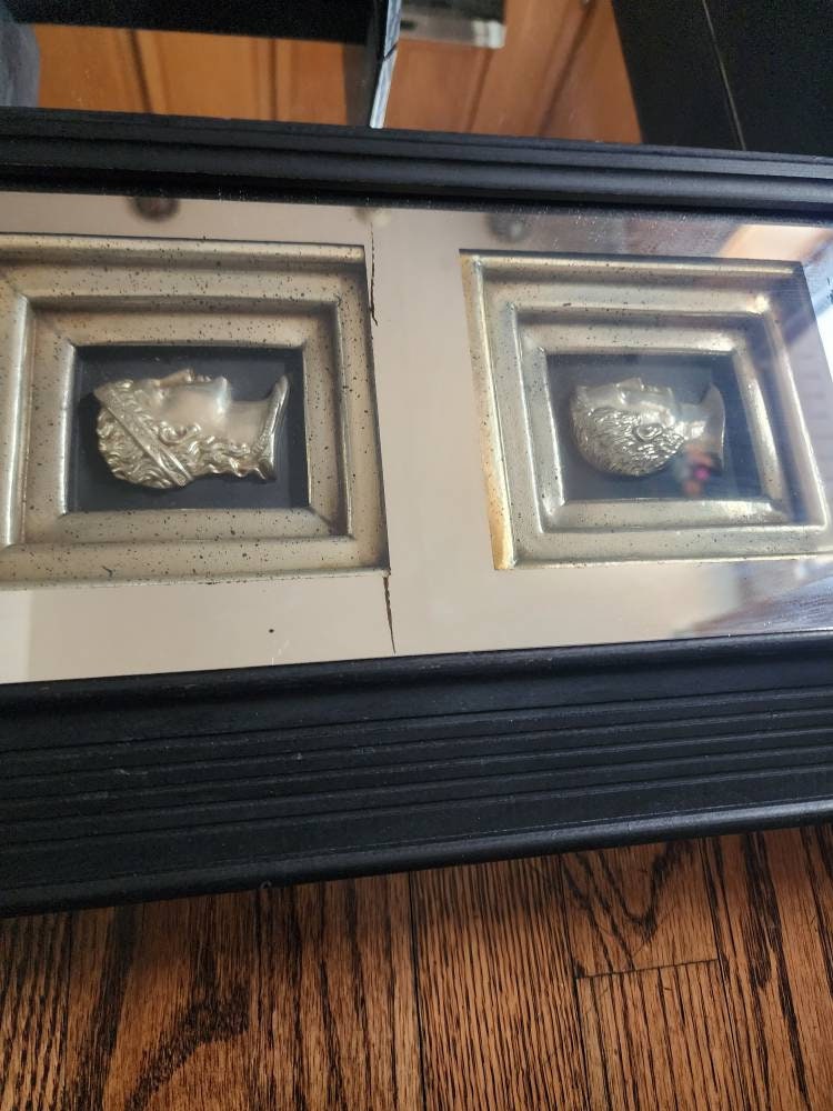Vintage Mirror Shadow Box Wall Shelf Black Silver Roma Emperors - Etsy