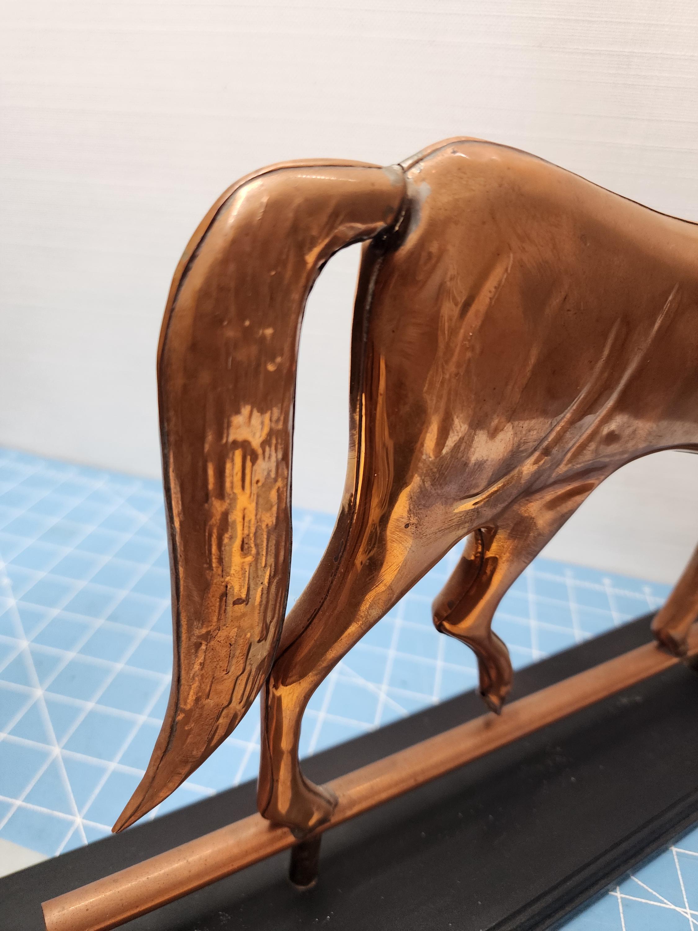 Pier One Copper Horse Stallion Statue Wood Base Home Decor 12.5” X 18 ...