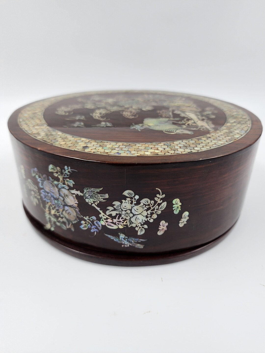 Antique Indochina Nacre Rosewood Wooden Jewelry Box Mother of Pearl ...