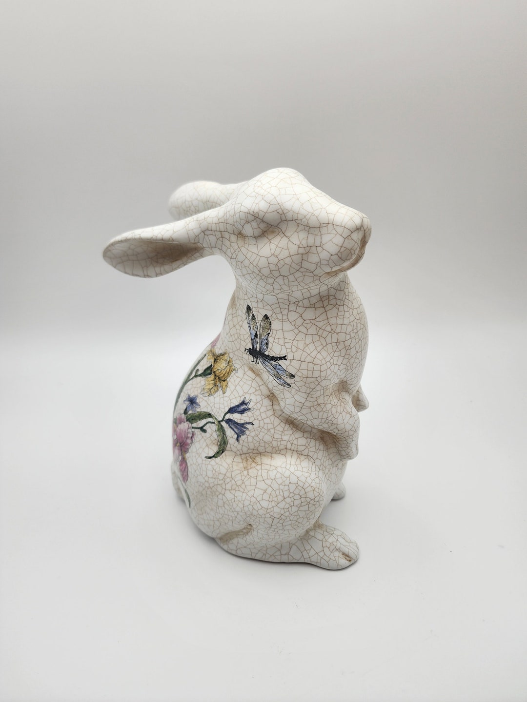 Vintage French Style Rabbit Sculpture Figurine Cream Crackel Glazed ...