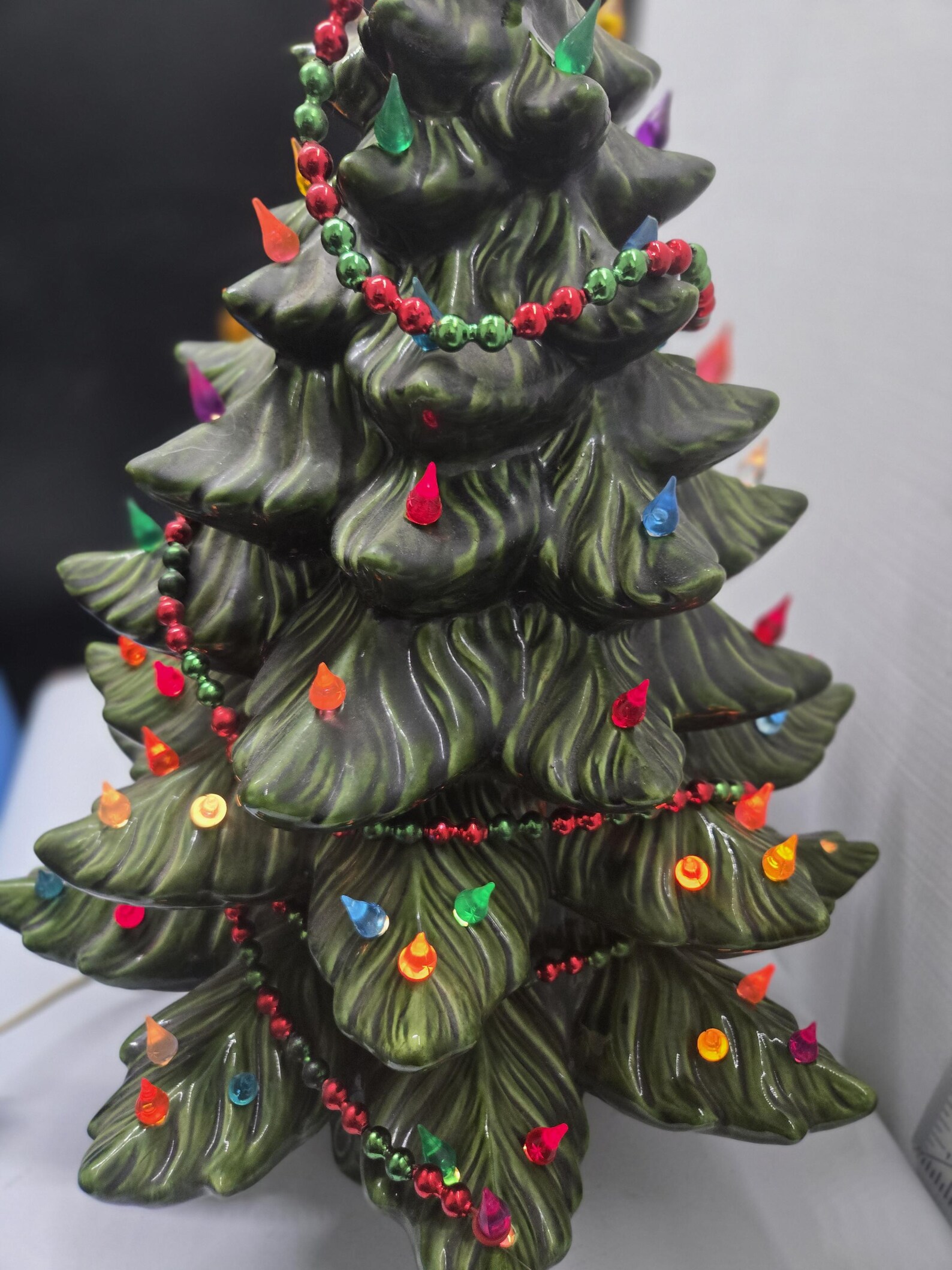 Vintage Atlantic Mold 23" Ceramic Lighted Green Christmas Tree W/base ...