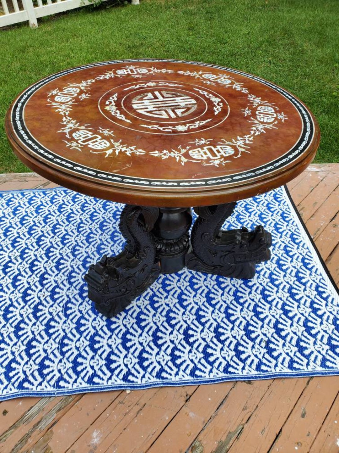 Antique Chiwen Hornless Dragon Dining Table Three Dragon Leggs Solid ...