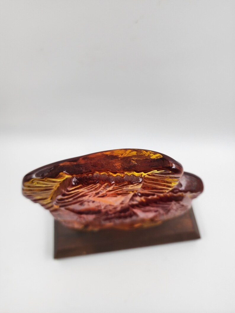 Blenko Art Glass Holy Family Design Don Shepard Amber Sculpture Molded ...