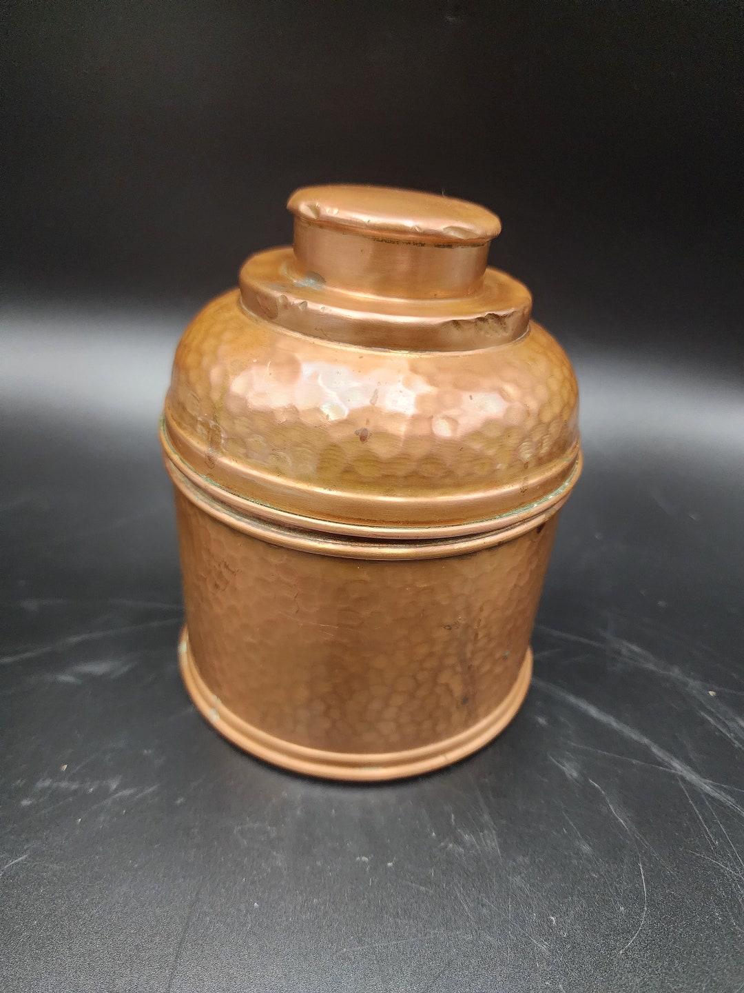 Art Deco Rumidor Humidor Tin Box Hammered Copper Five Inch Tall 4.24 ...