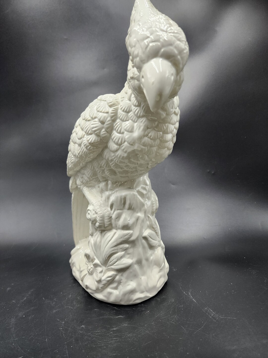 Vintage Cockatoo Bird Figurine Sculpture 14"hx8"d X 5"w Cream Ceramic ...