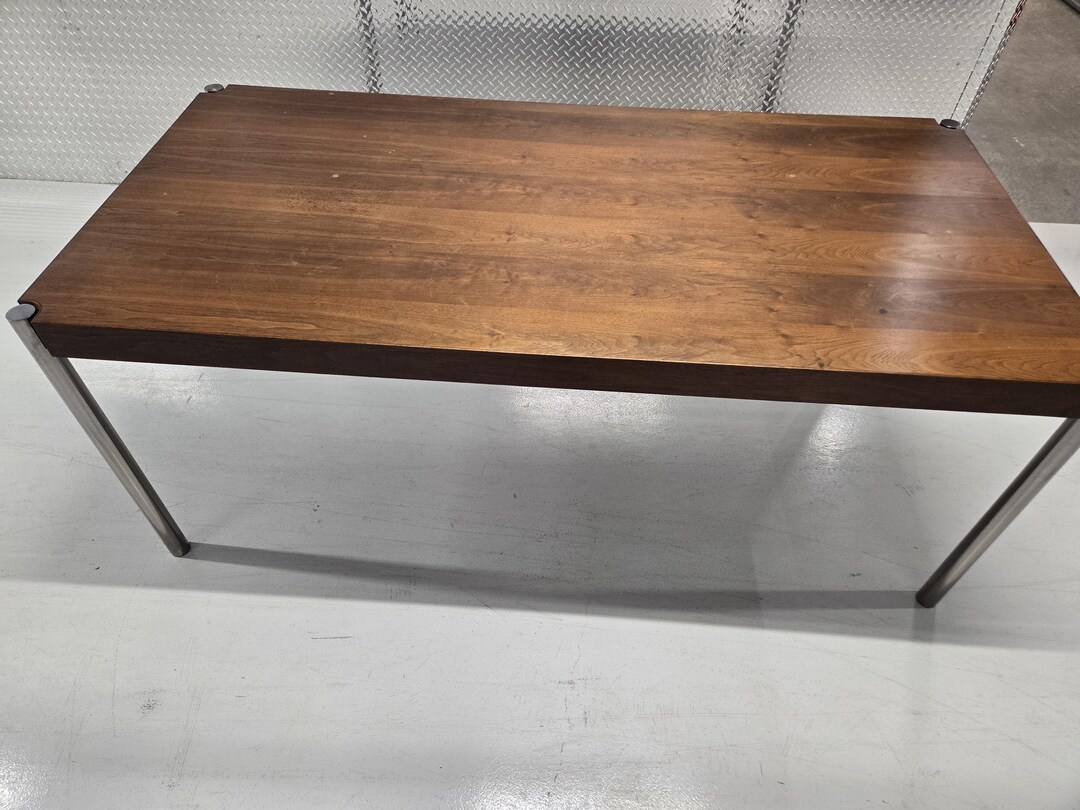 Modern Walnut and Chrome Dining Table by Jens Risom for Howe Furniture ...