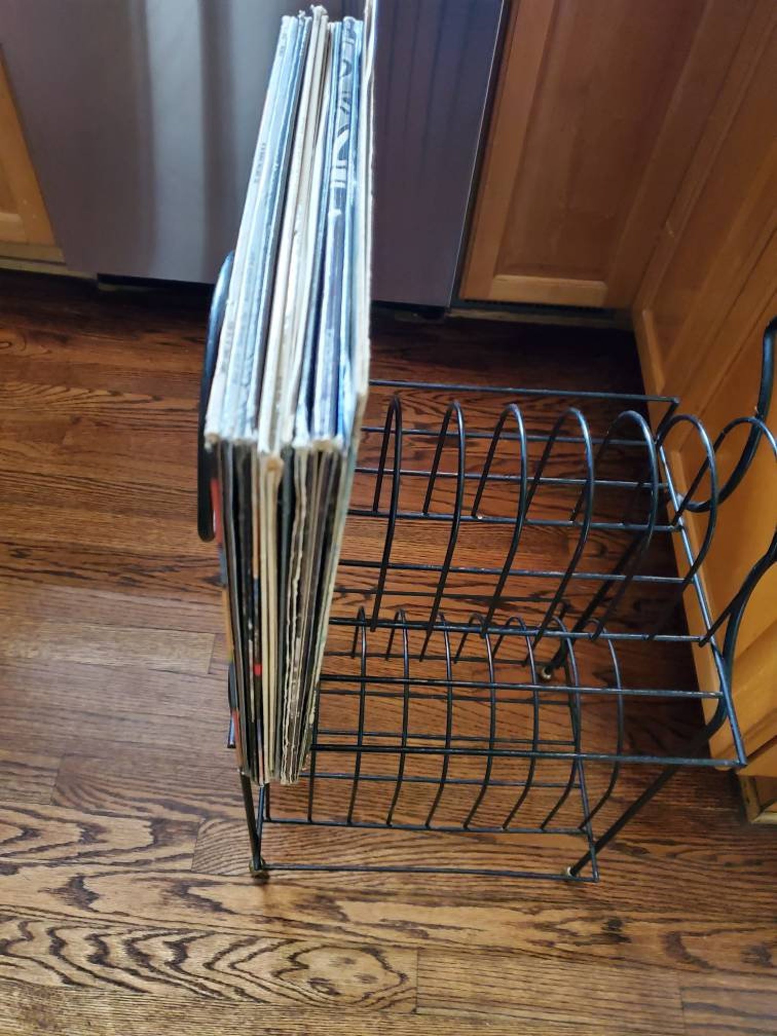 Mid Century Modern Wrought-iron Record Rack Brass Feet 16 Slots Black ...