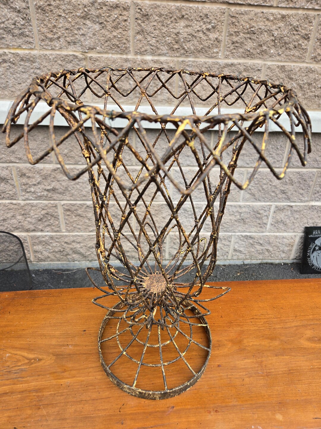 Antique French Metal Weathered Metal Wire Vase Hight 18x13in Diameter ...