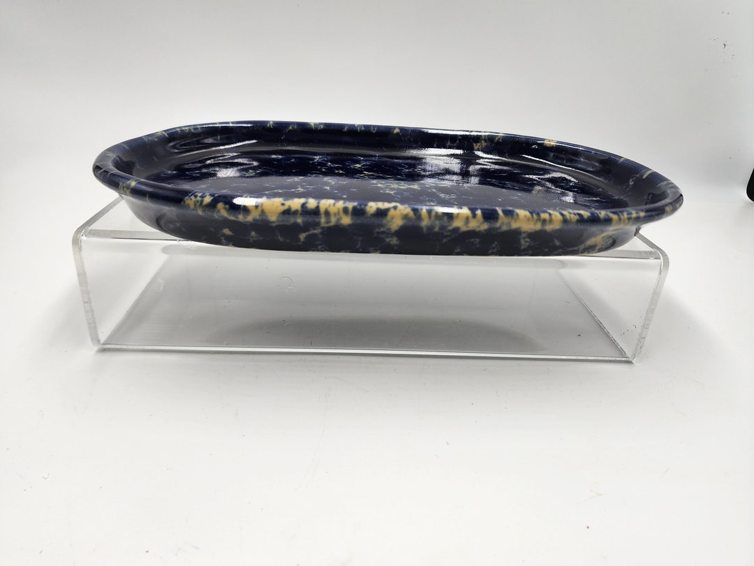 Vintage Bennington Pottery Blue Agate Oval Serving Platter 10.5x6.25 ...