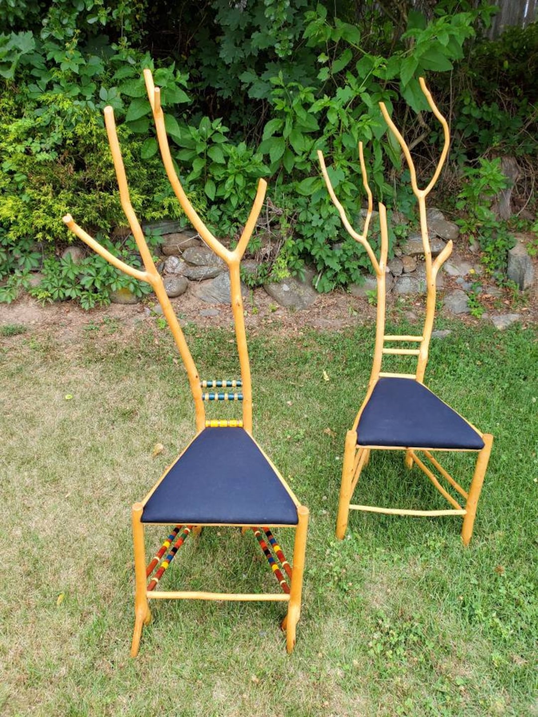 2 Daniel Mack Dining Chairs Stick Twig Rustic Adirondack English Styles ...