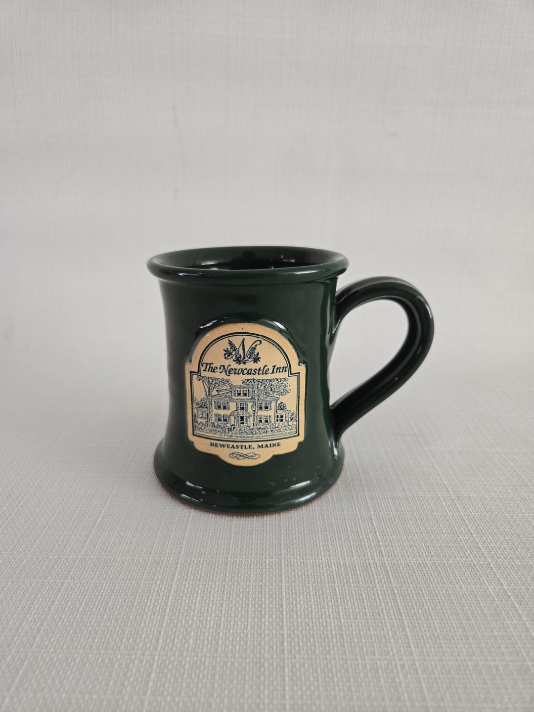 Peter Deneen Pottery Green Mug "the Newcastle Inn" Maine Usa Hand ...