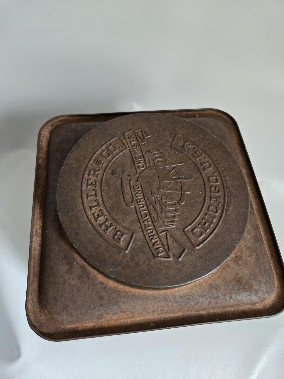 12 Inch Tin Canister Antique by B. HELLER & CO. CHICAGO, Illinois Snow ...