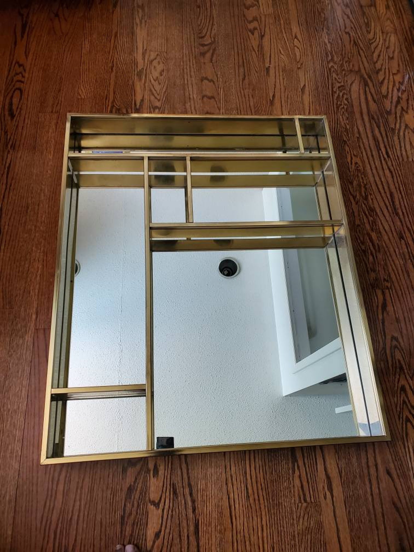 Vintage Mid Century Modern Mirror Shadow Box Brass Tone Finish | Etsy
