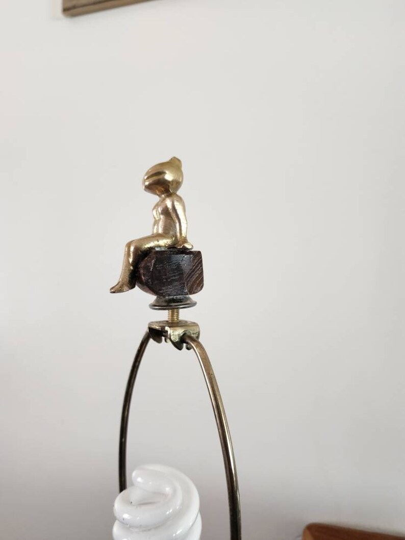 Mid Century Modern Danish Teak Lamp With DIY Frog Finial and Four Teak ...