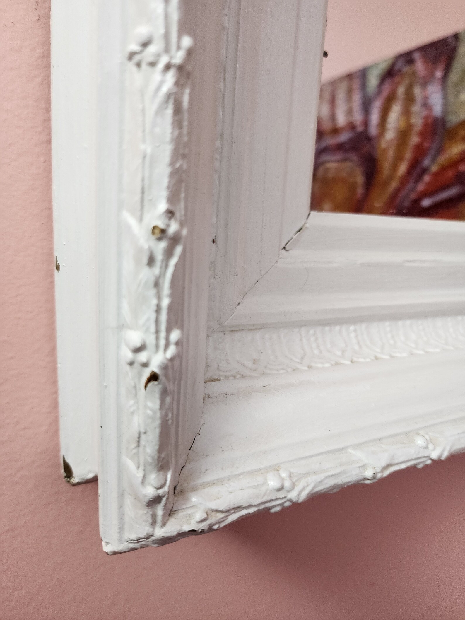 Antique Museum Frame Mirror Wood Painted White 23x19.5x3 Picture Frames ...