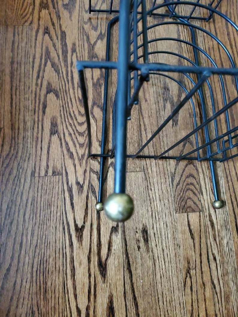 Mid Century Modern Wrought-iron Record Rack Brass Feet 16 Slots Black ...