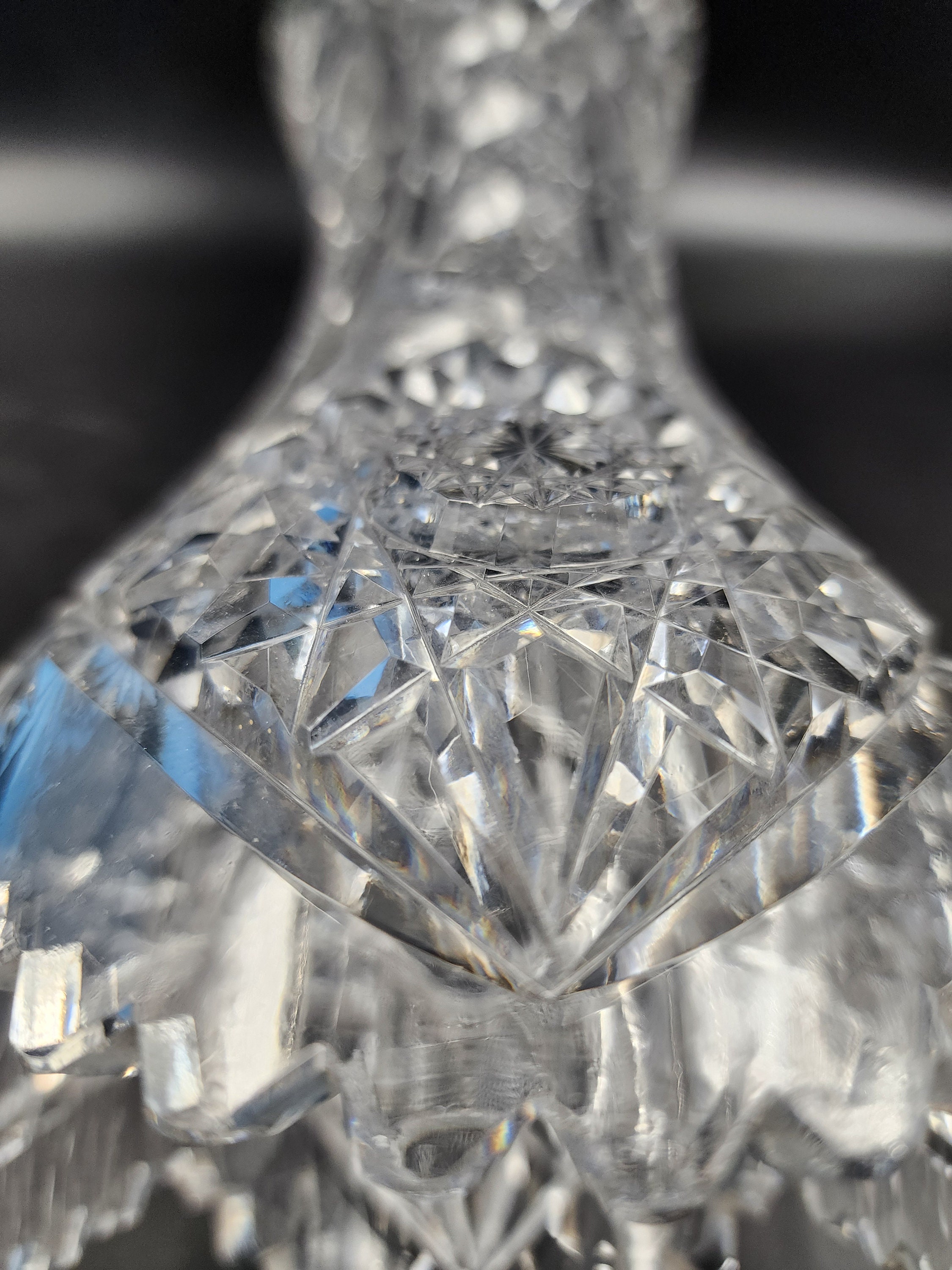 Antique American Brilliant Cut Glass Crystal Corset Vase 14 Inch Tall 5 ...