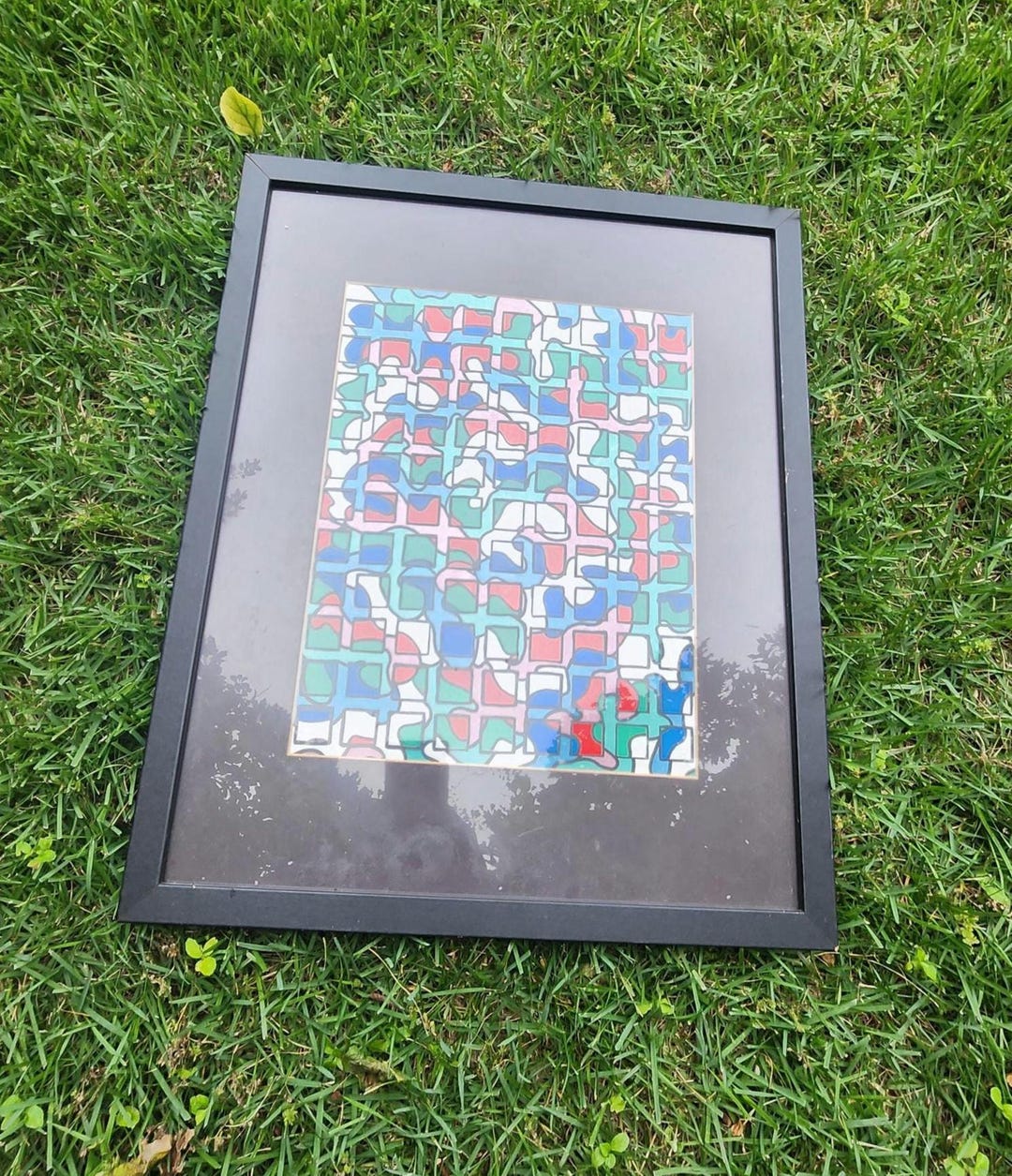 Outsider Art Design Ideas on Grid Acrylic Pen Ink 21.5x17.5 Inches ...