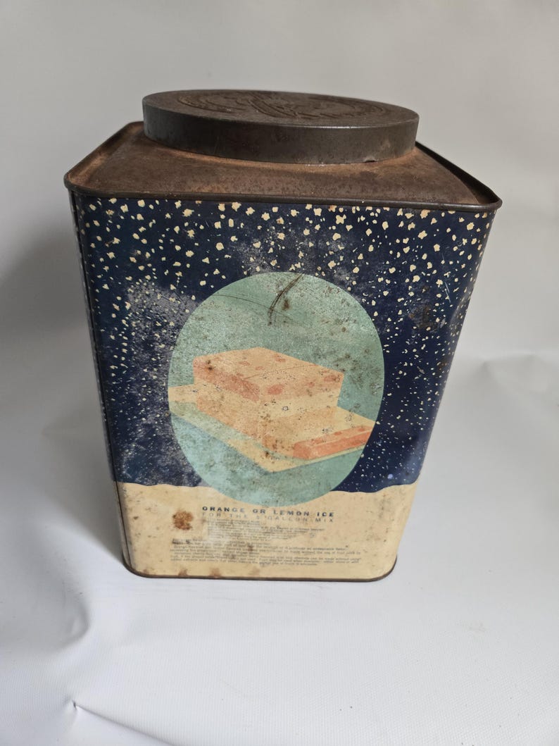 12 Inch Tin Canister Antique by B. HELLER & CO. CHICAGO, Illinois Snow ...
