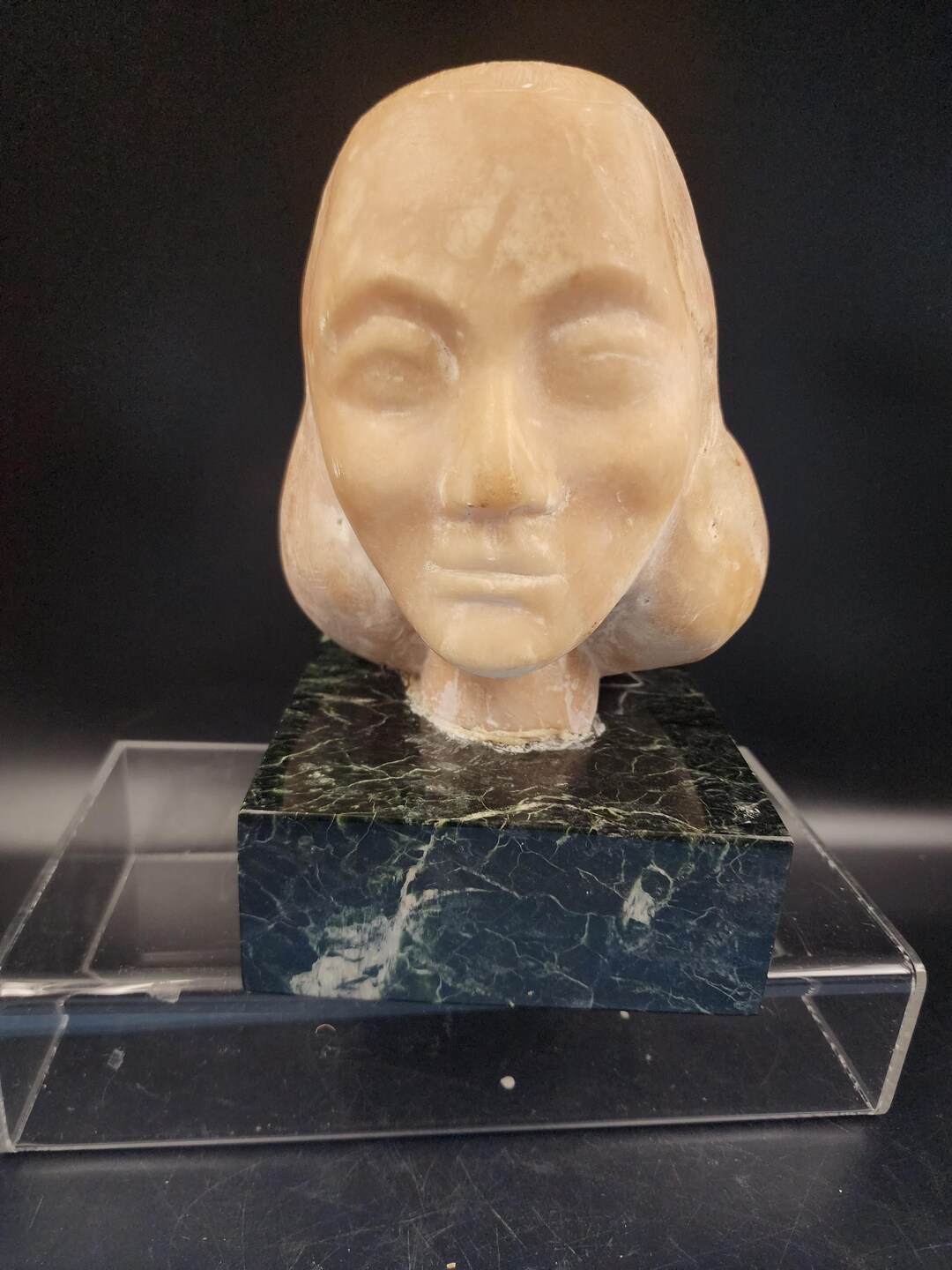 Vintage Himalayan Pink Salt Woman Bust Sculpture 8.5" Tall on Verde ...