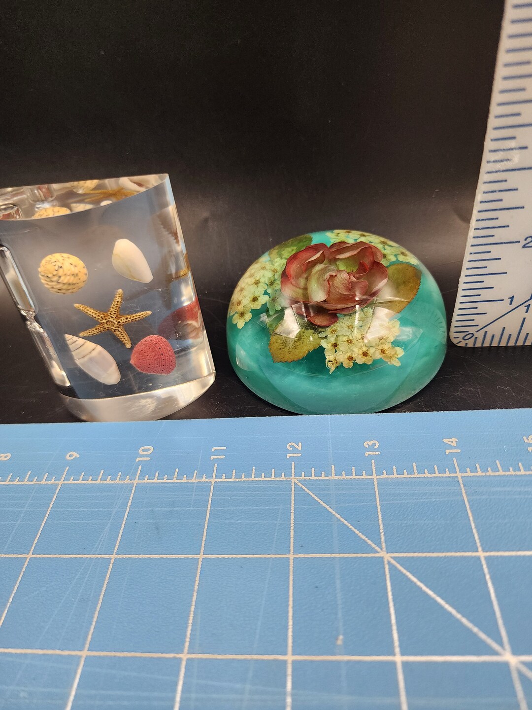 Vintage Acrylic Paperweight Floral Beach Hourglass 2 Pieces - Etsy