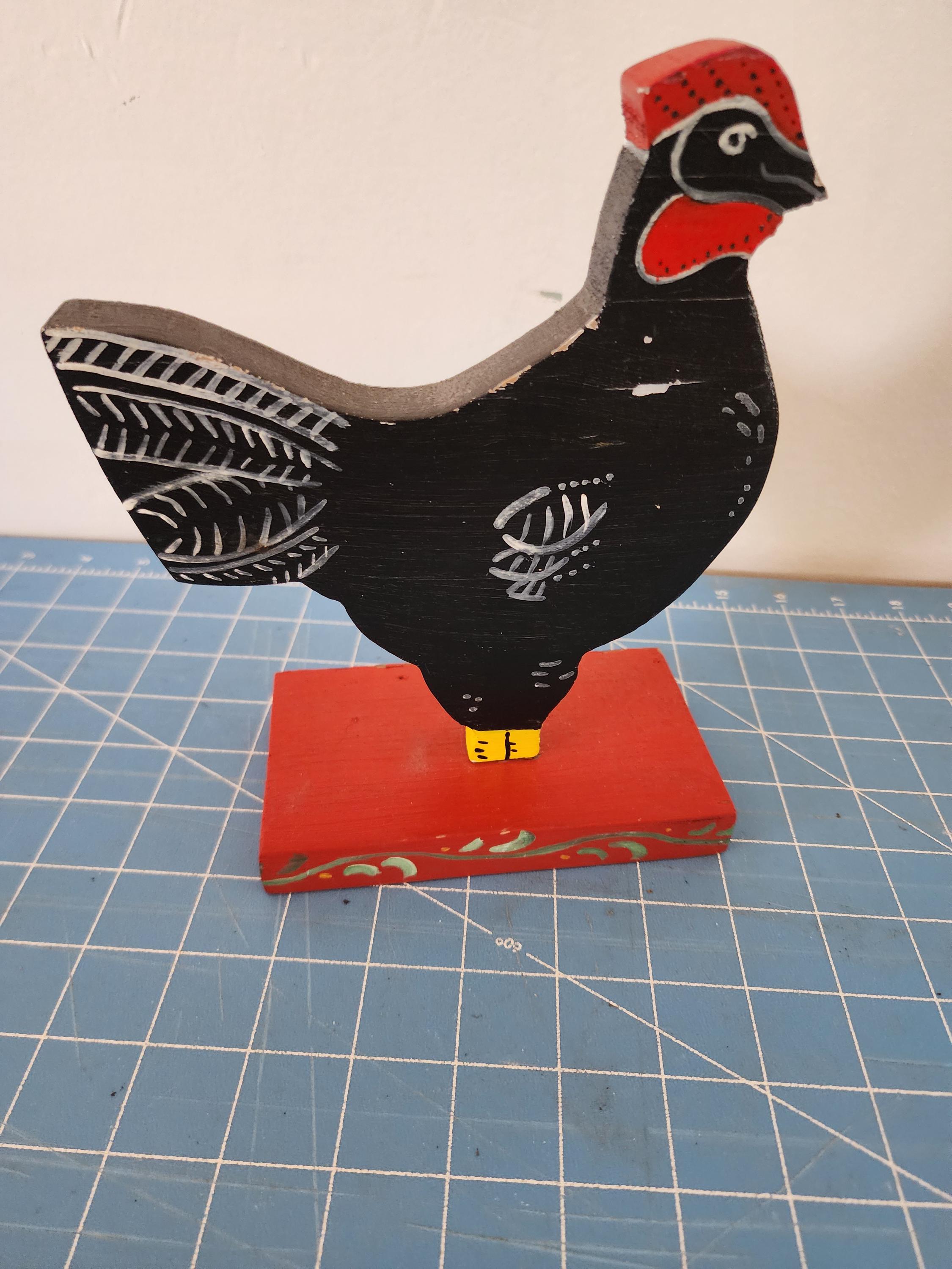 Vintage American Colonial Primitive Folk Art Chicken CT 1980s 8.5 Inch ...