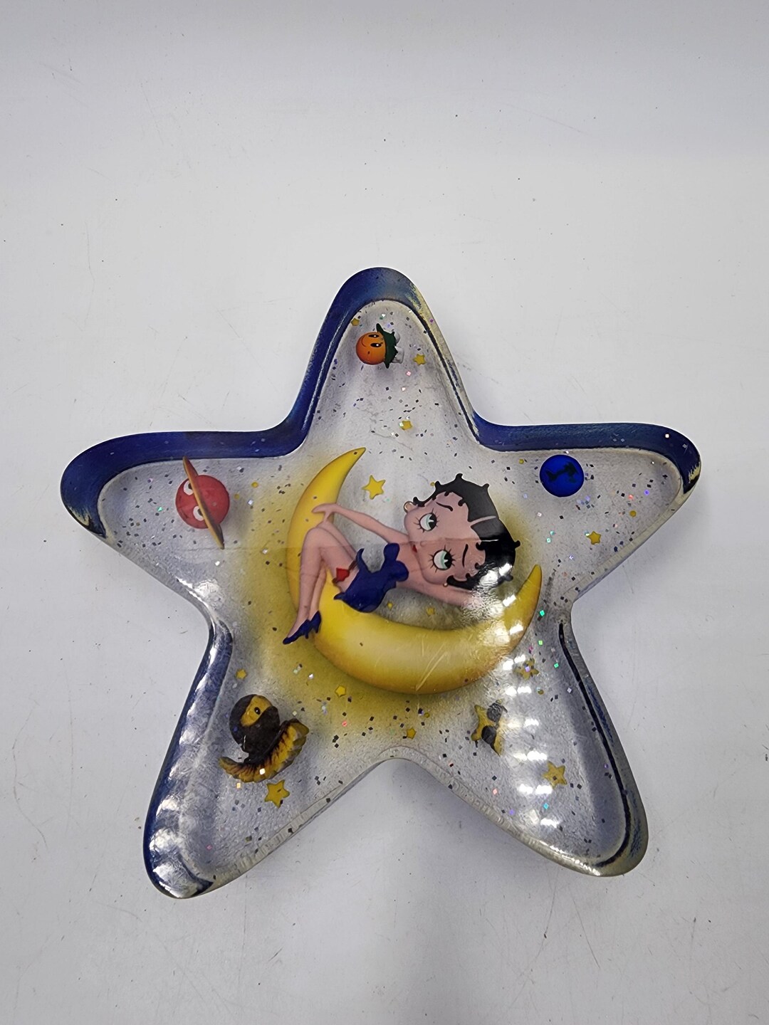Betty Boop on Moon Modern Solid Lucite Star Paperweight Fashion Decor ...
