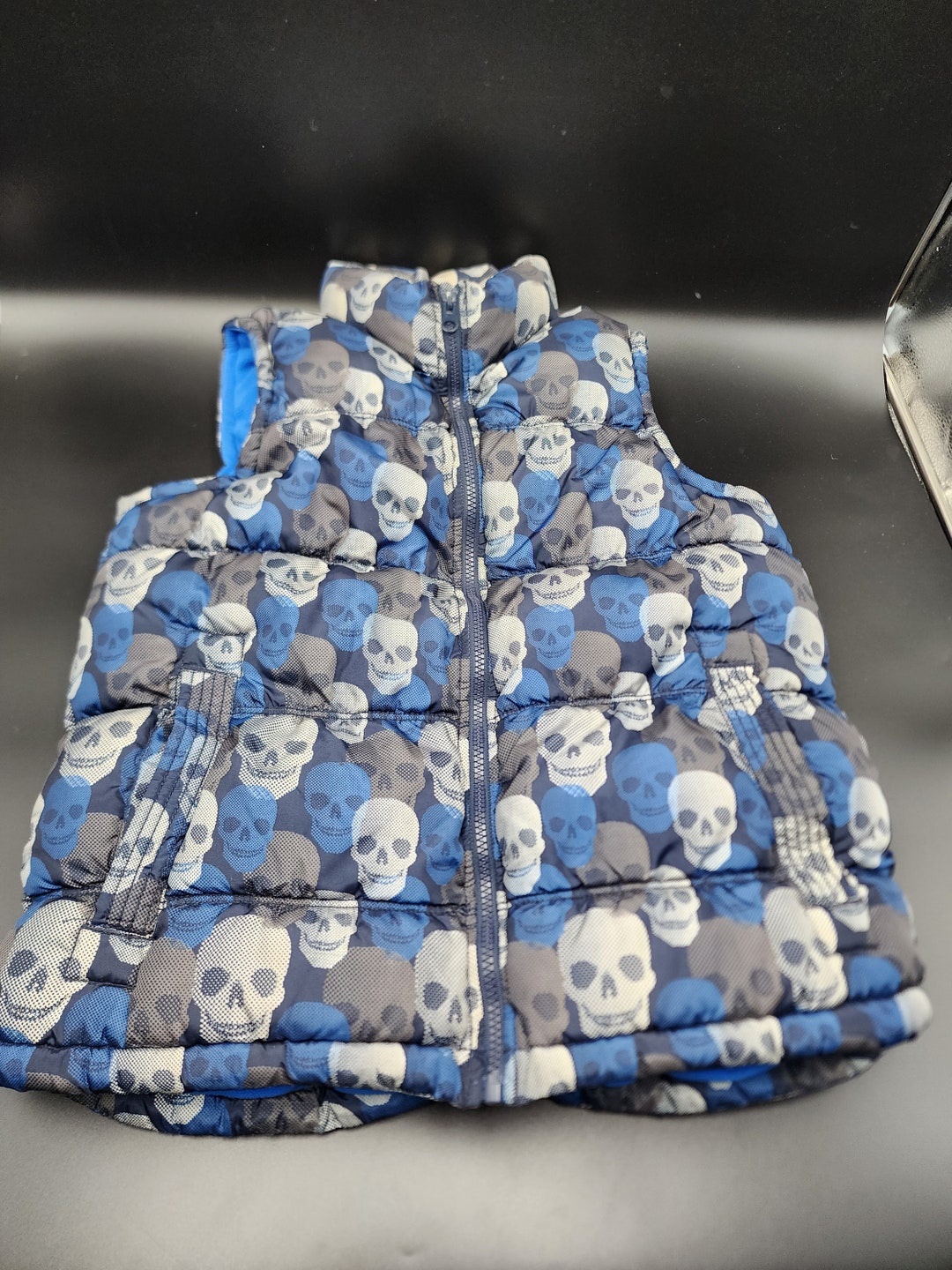 Old Navy Boys Skull Puffer Vest Over Vest Large 10_12 - Etsy