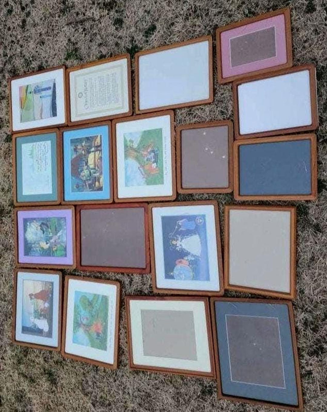 Vintage Teak Piture Frame Wall Collages Gallery Mid-century Modern Mix ...