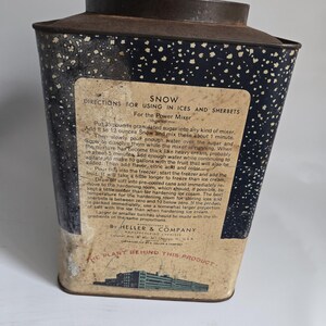 12 Inch Tin Canister Antique by B. HELLER & CO. CHICAGO, Illinois Snow ...