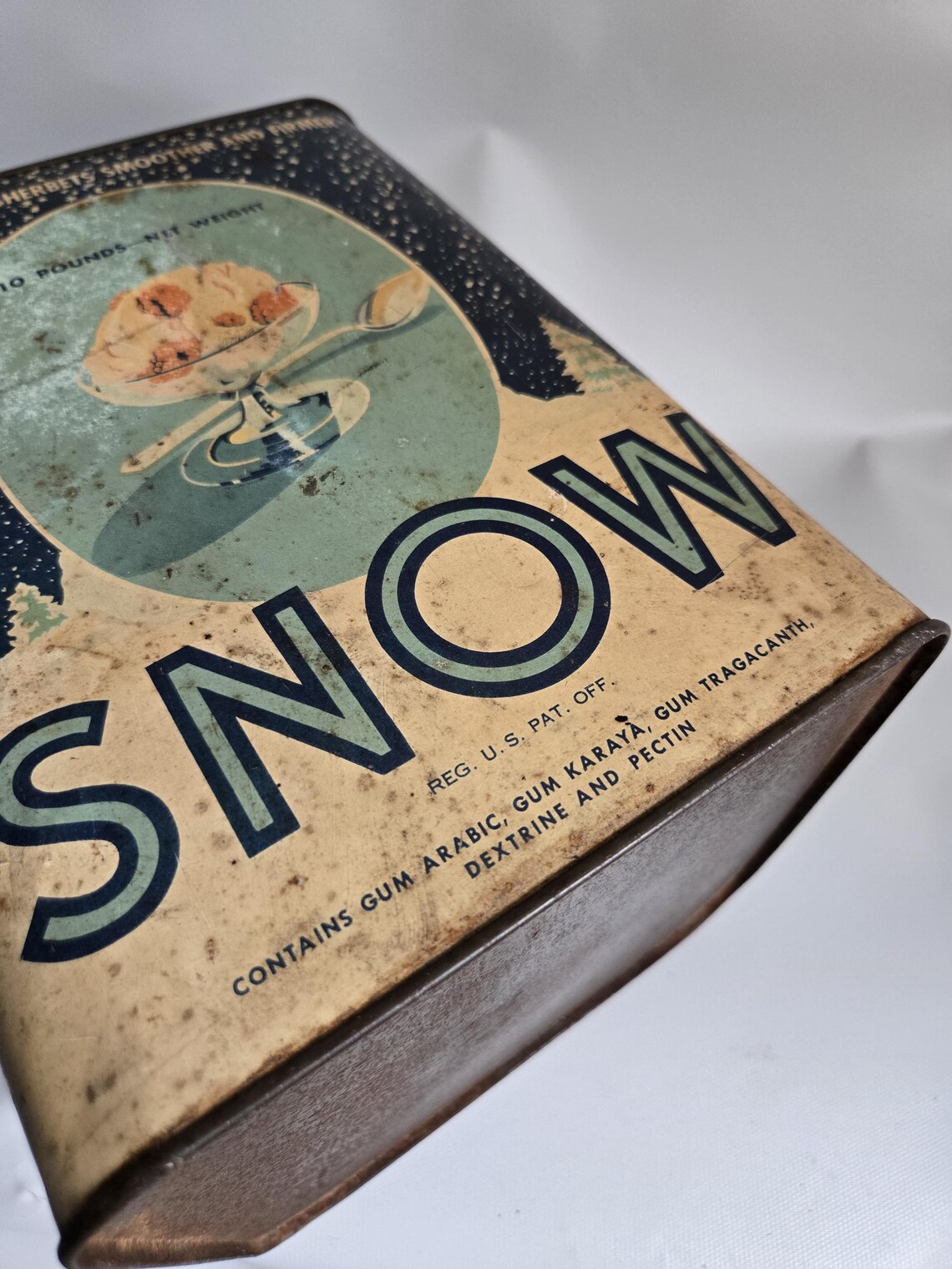 12 Inch Tin Canister Antique by B. HELLER & CO. CHICAGO, Illinois Snow ...