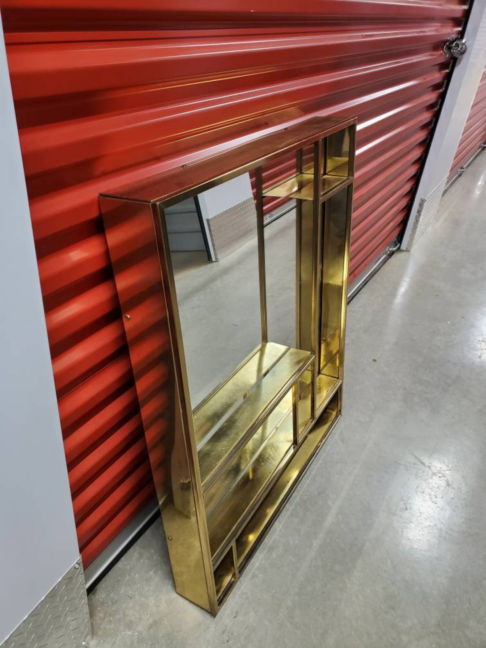 Vintage Mid Century Modern Mirror Shadow Box Brass Tone Finish | Etsy