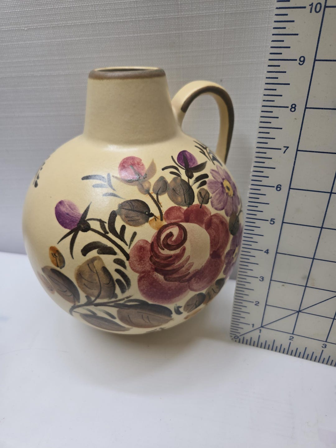 Vintage Jawe Pottery Jug Water Pitcher 8"tall 7in Tall Hand Painted ...