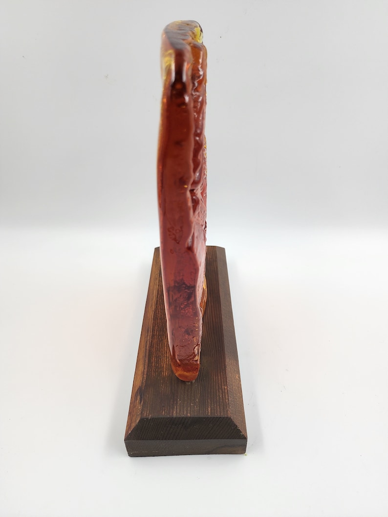 Blenko Art Glass Holy Family Design Don Shepard Amber Sculpture Molded ...